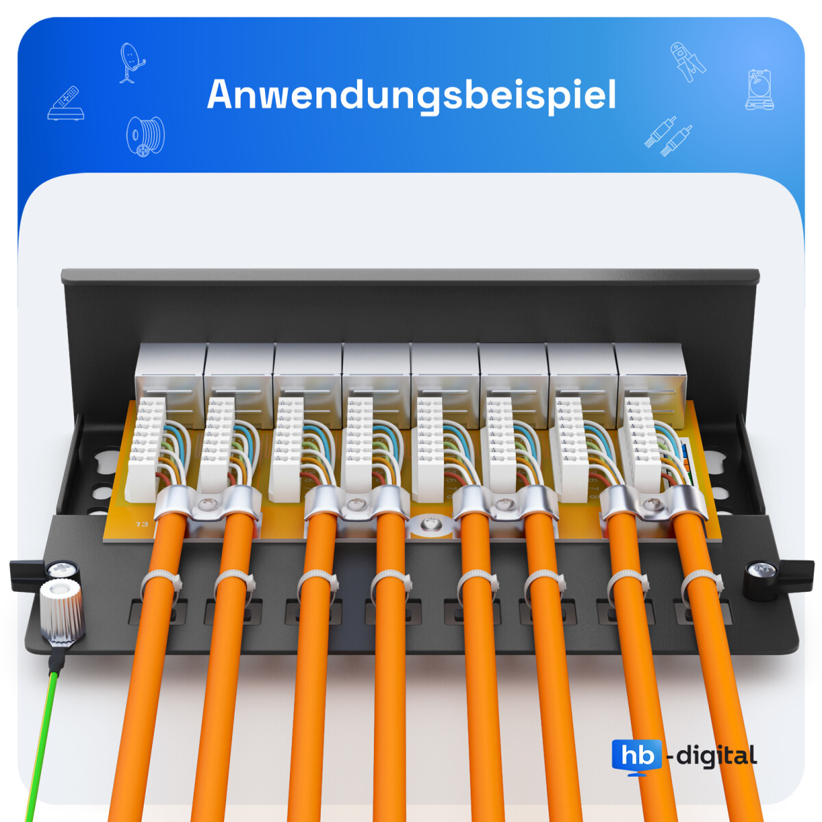 Patchpanel 8-Port RJ45 CAT.6 SCHWARZ | hb-digital.de, 17,90
