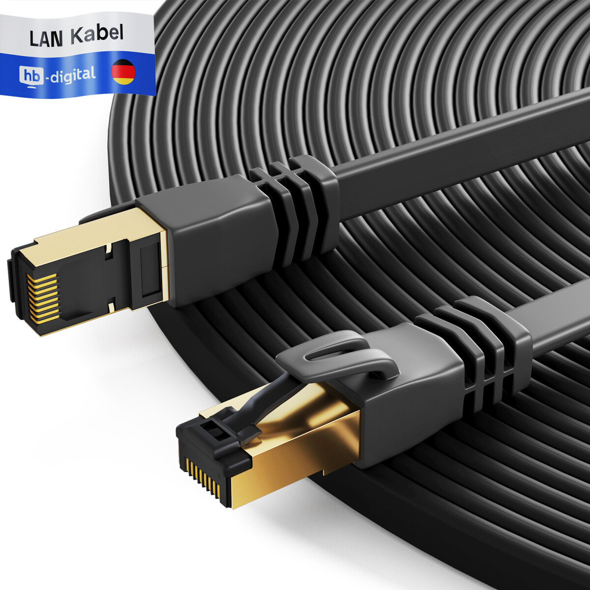 Cable ethernet plat CAT 8 patch cable 5m noir, 9,50