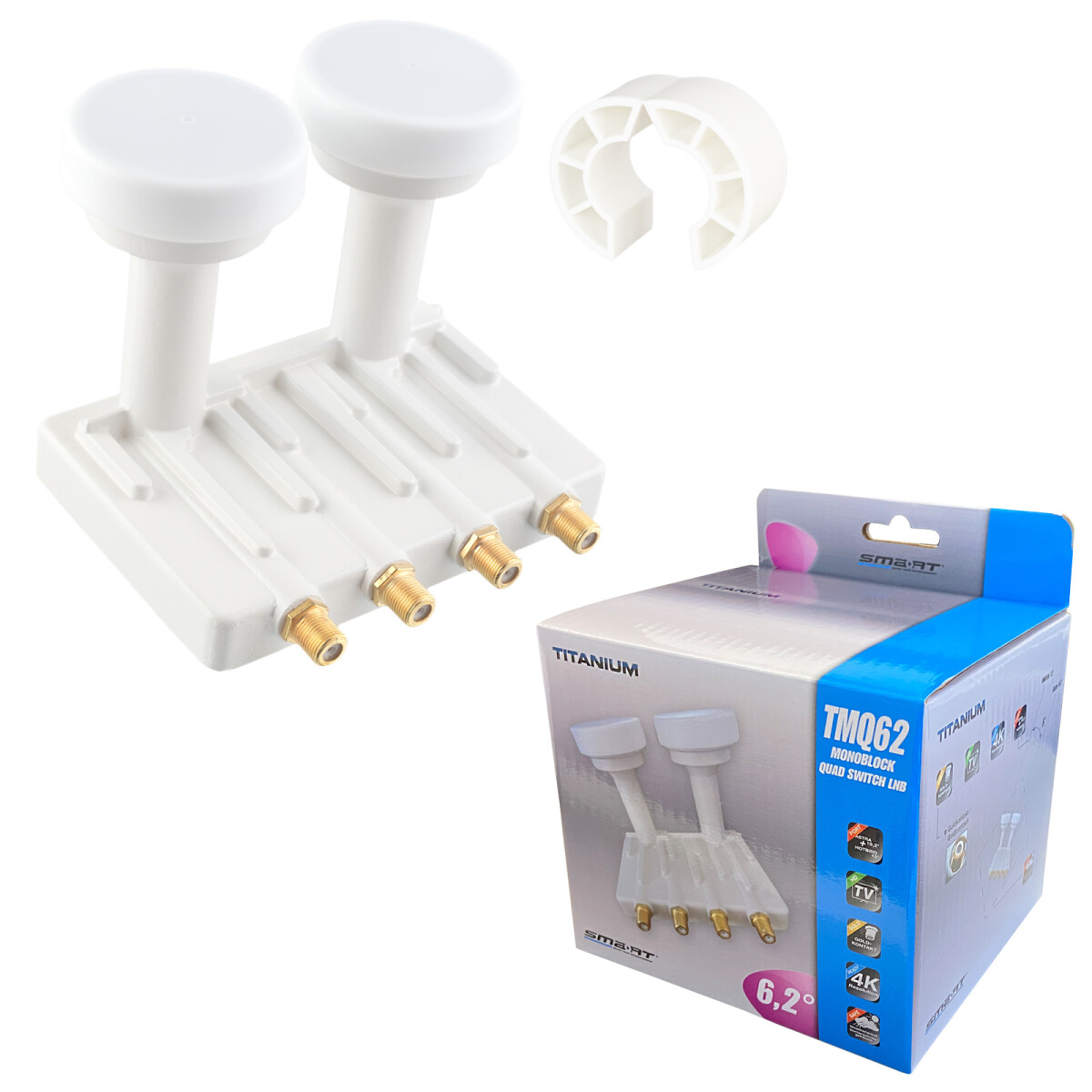 Quad Monoblock LNB SMART Titanium TMQ62 - Best signal quality, 19,90
