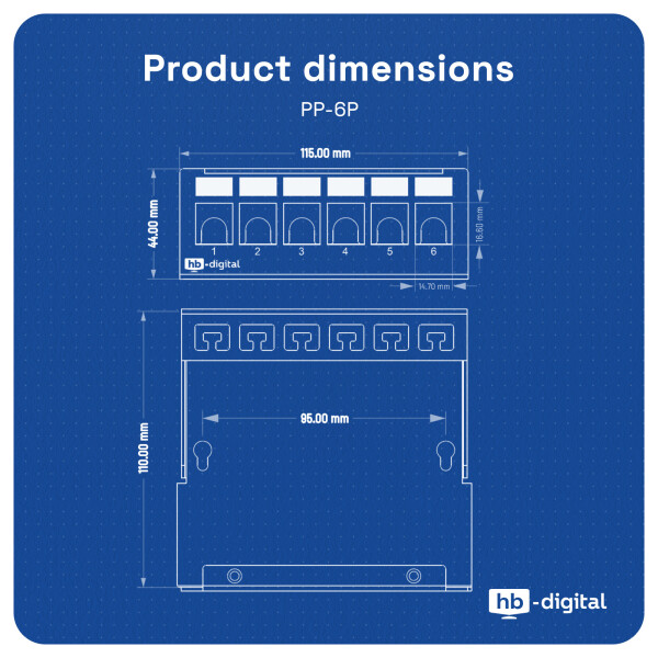 Keystone patch panel 6-port patch panel black hb-digital, 16,99