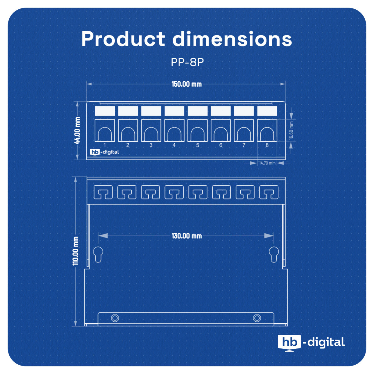 Keystone Patchpanel 8-Port Patchfeld schwarz hb-digital, 17,99