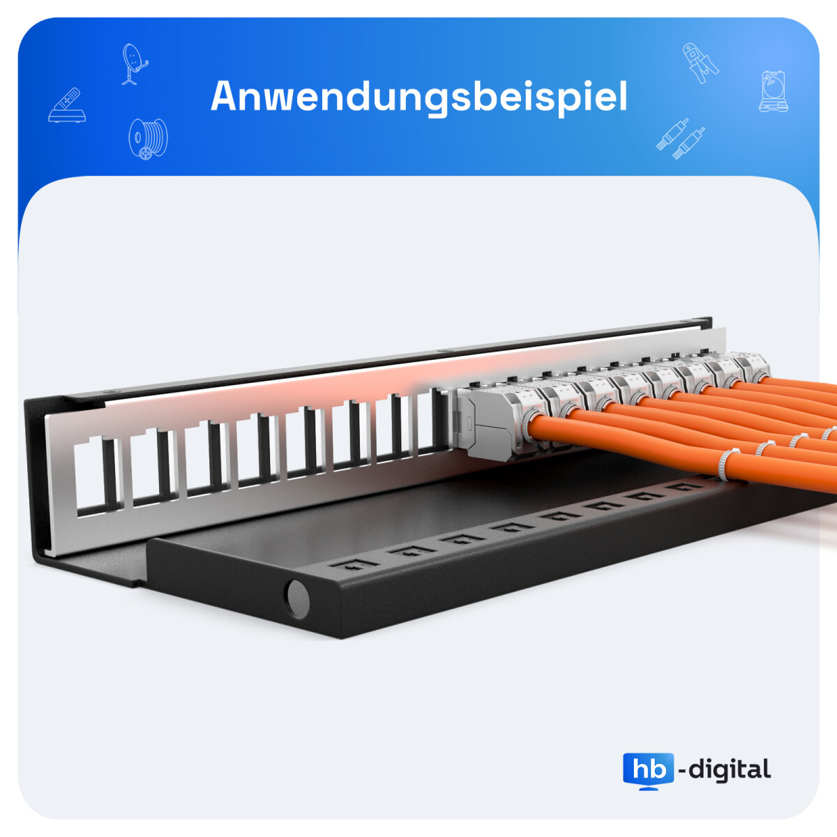 Keystone Patchpanel 16-Port Patchfeld schwarz hb-digital, 21,99