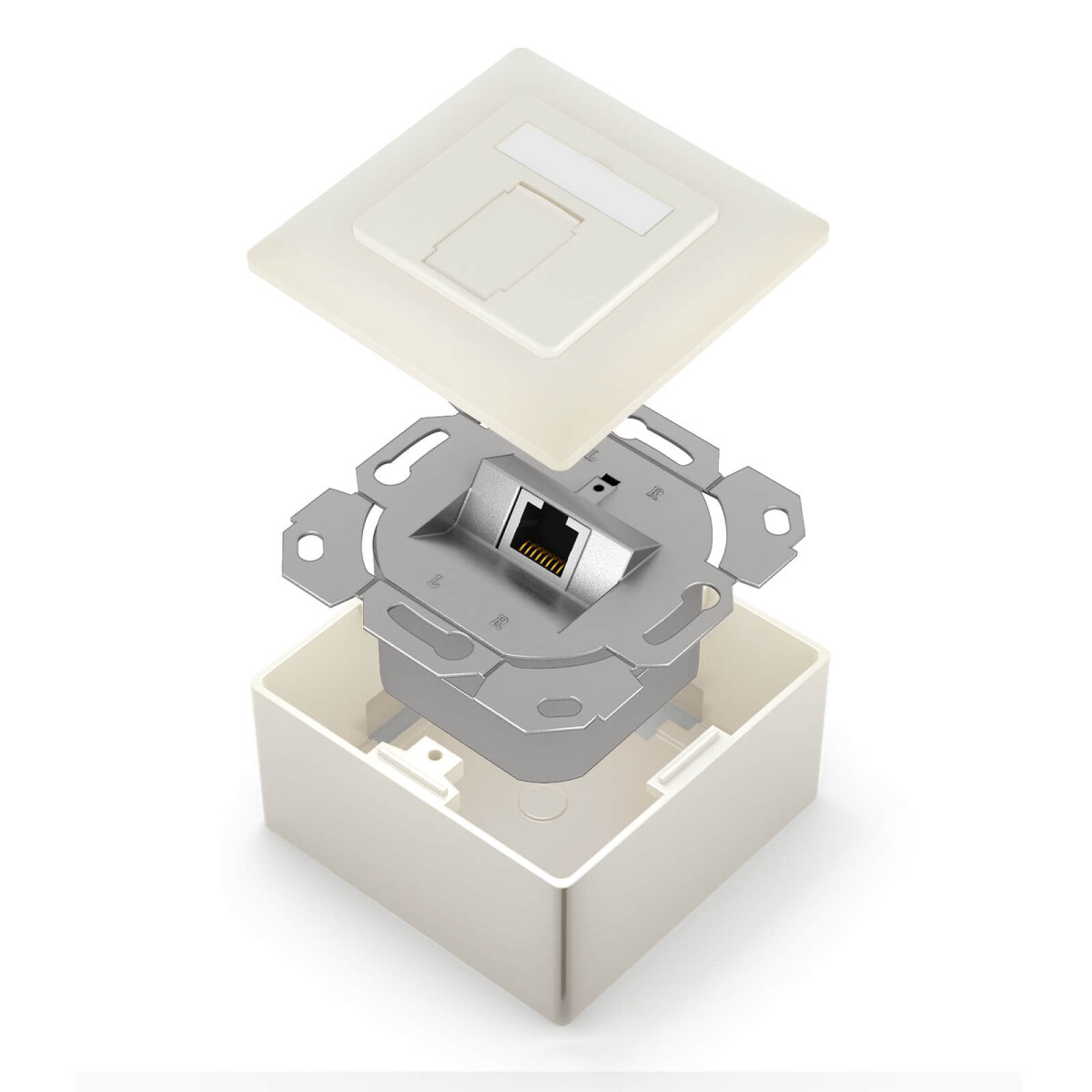 LAN Dose CAT 6a Datendose Auf- Unterputz 1xRJ45 RAL9010, 8,39