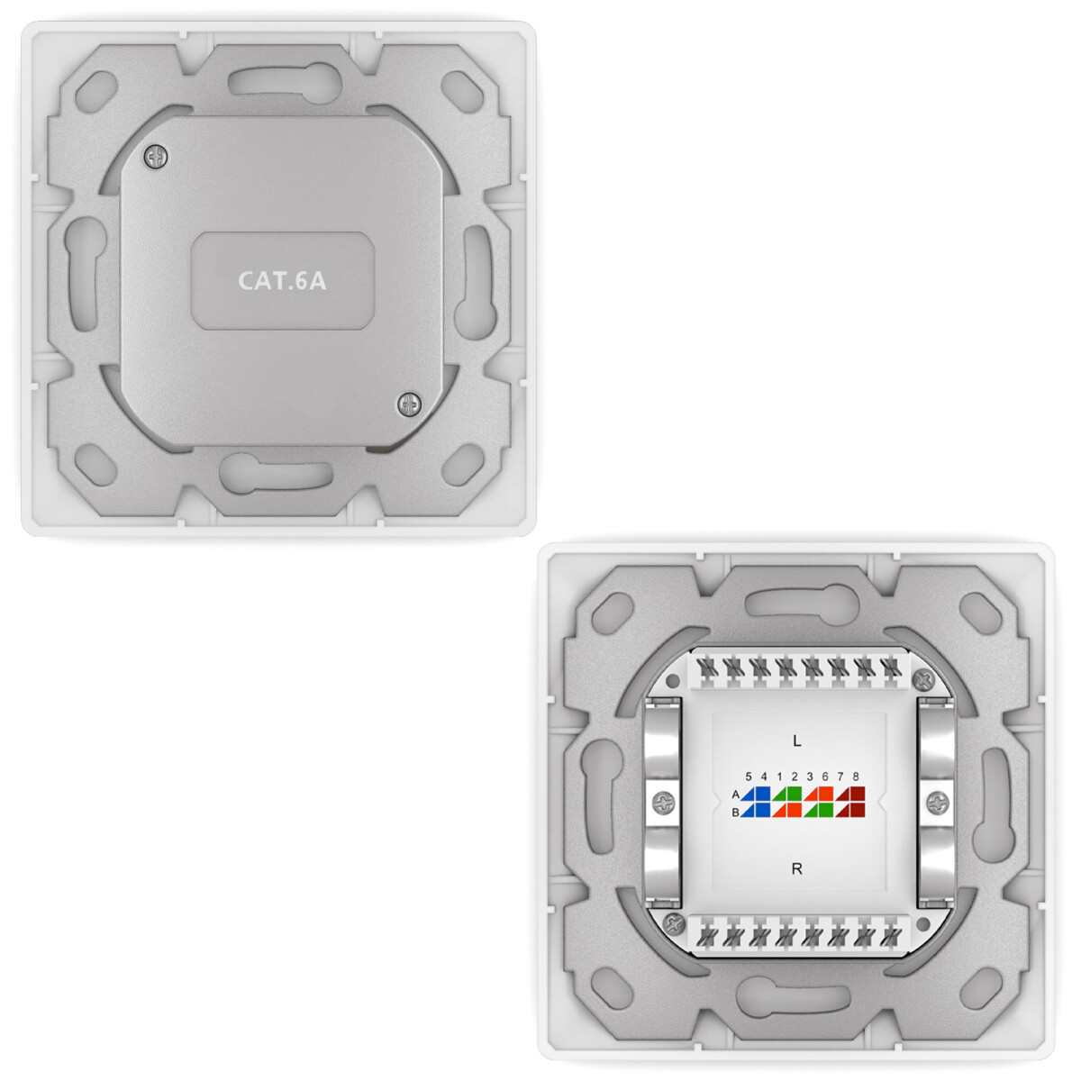 LAN Dose CAT 6a Datendose Auf- Unterputz 2x RJ45 RAL9003, 8,59