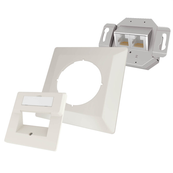 LAN Dose CAT 5e Datendose Unterputz 2 x RJ45 RAL9010, 6,59