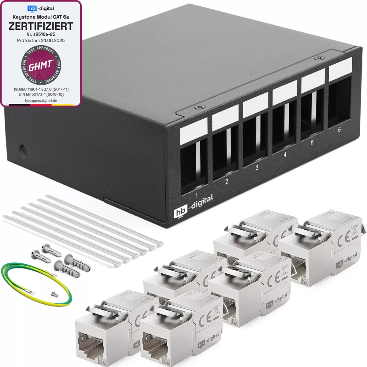 Patchpanel 6 port with 6 x Keystone Cat 6a, 22,90