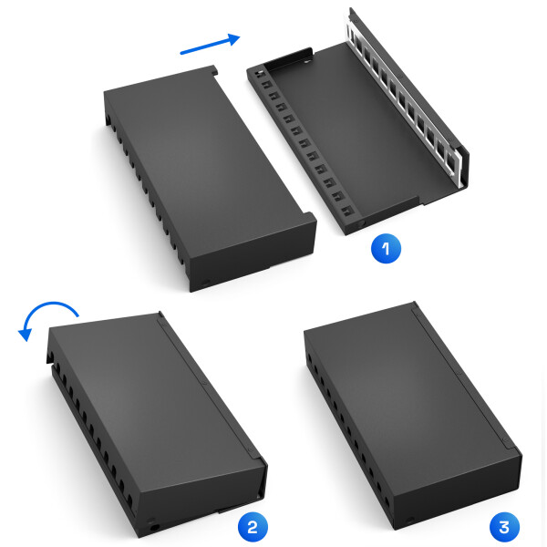 Patchpanel 12 Port Patchfeld mit 12 x Keystone Cat 7, 75,90