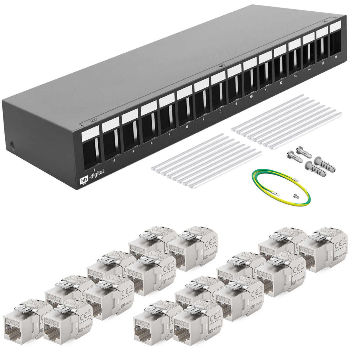 Patchpanel 16 Port Patchfeld mit 16 x Keystone Cat 7, 79,90