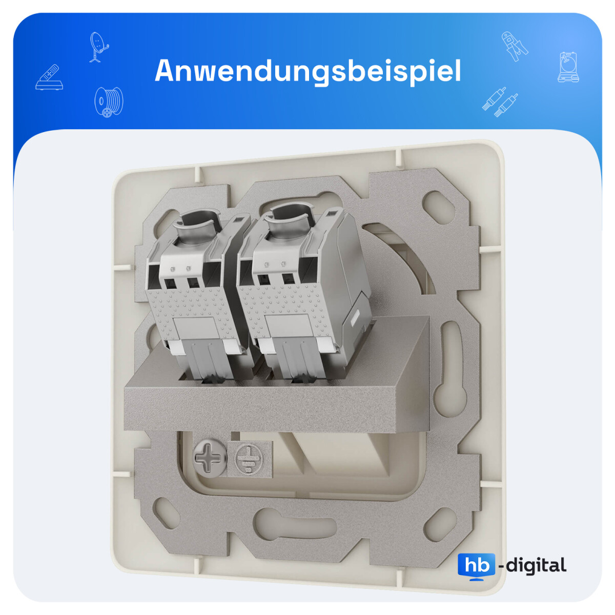 Junction box 2 x port for Keystone network socket RAL9010, 2,79