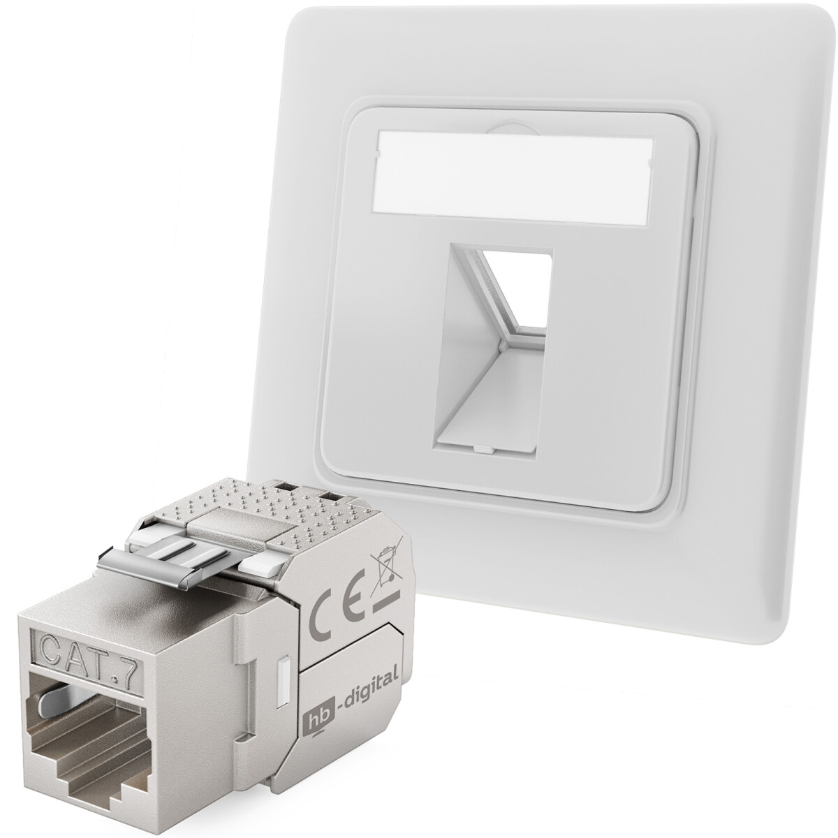 Network socket with 1 x Cat 7 Keystone RJ45 RAL 9003, 6,90