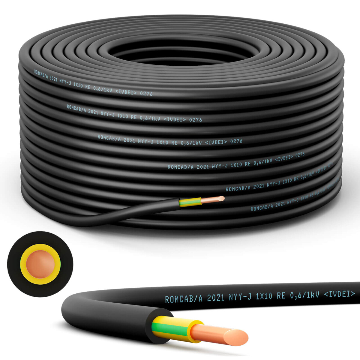 100m Underground Cable NYY-J 1x10mm2 | Power Cable for Solar Systems ...