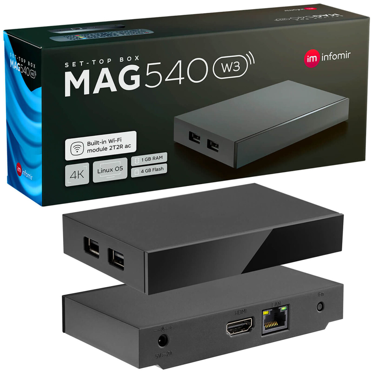 MAG 540w3 IPTV Set Top Box NEW wi fi 1GB RAM 4K HEVC H 265 Linux, 84,90