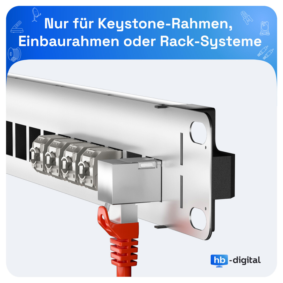 【RJ45 Keystone Modul CAT7 Winkel Adapter Verbinder】 bei hb-digital, 3,50