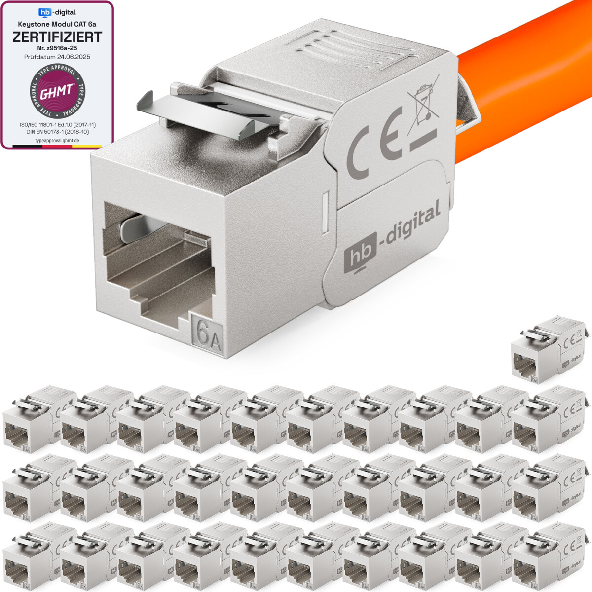 32 Stk. Keystone Modul RJ45 Cat 6a GHMT zertifiziertes LSA werkzeuglos ...