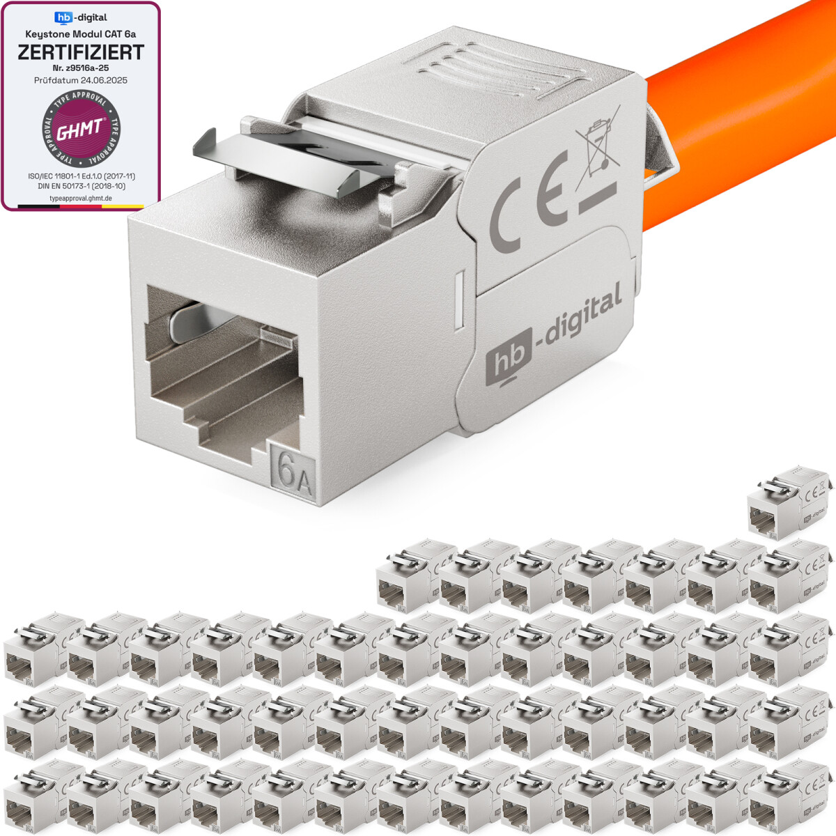 48 Stk. Keystone Modul RJ45 Cat 6a GHMT zertifiziertes LSA werkzeuglos ...
