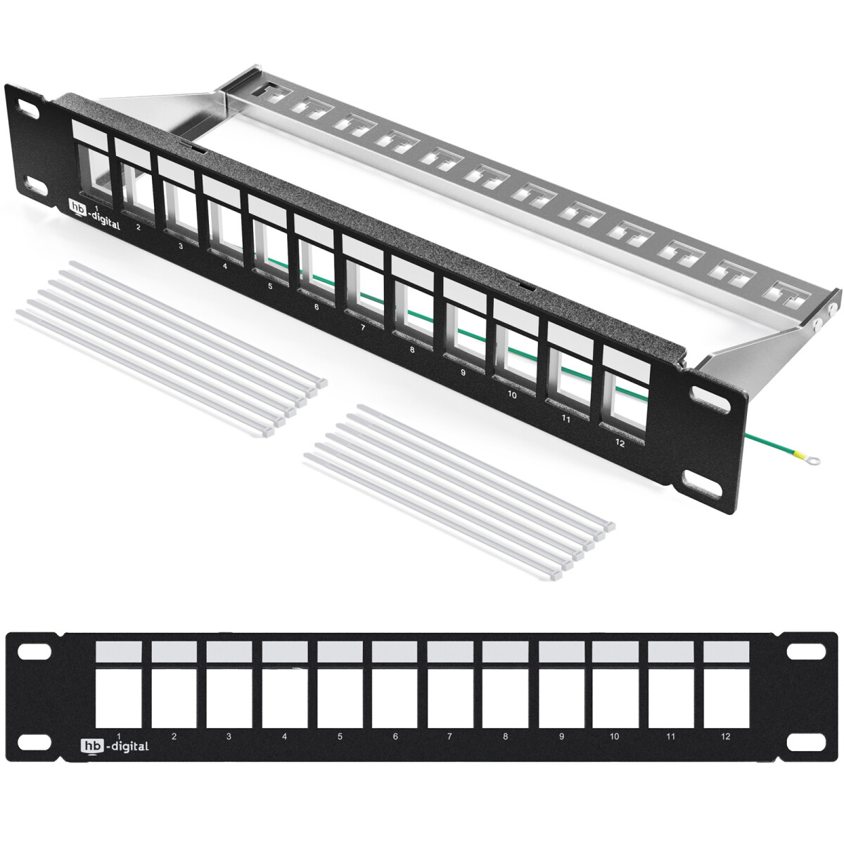 Patchpanel 10 zoll 12-Port | Patchfeld für Keystone Module, 9,70
