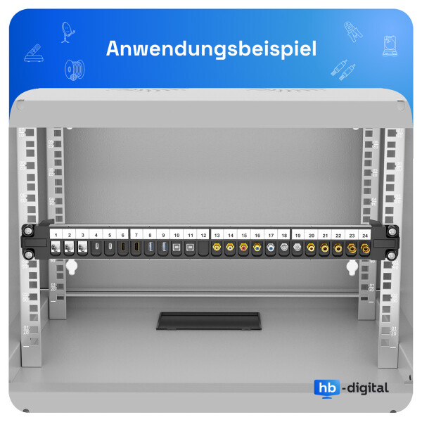19" Patchpanel 24-Port mit RJ45 Keystone Module | hb-digital.de, 74,90