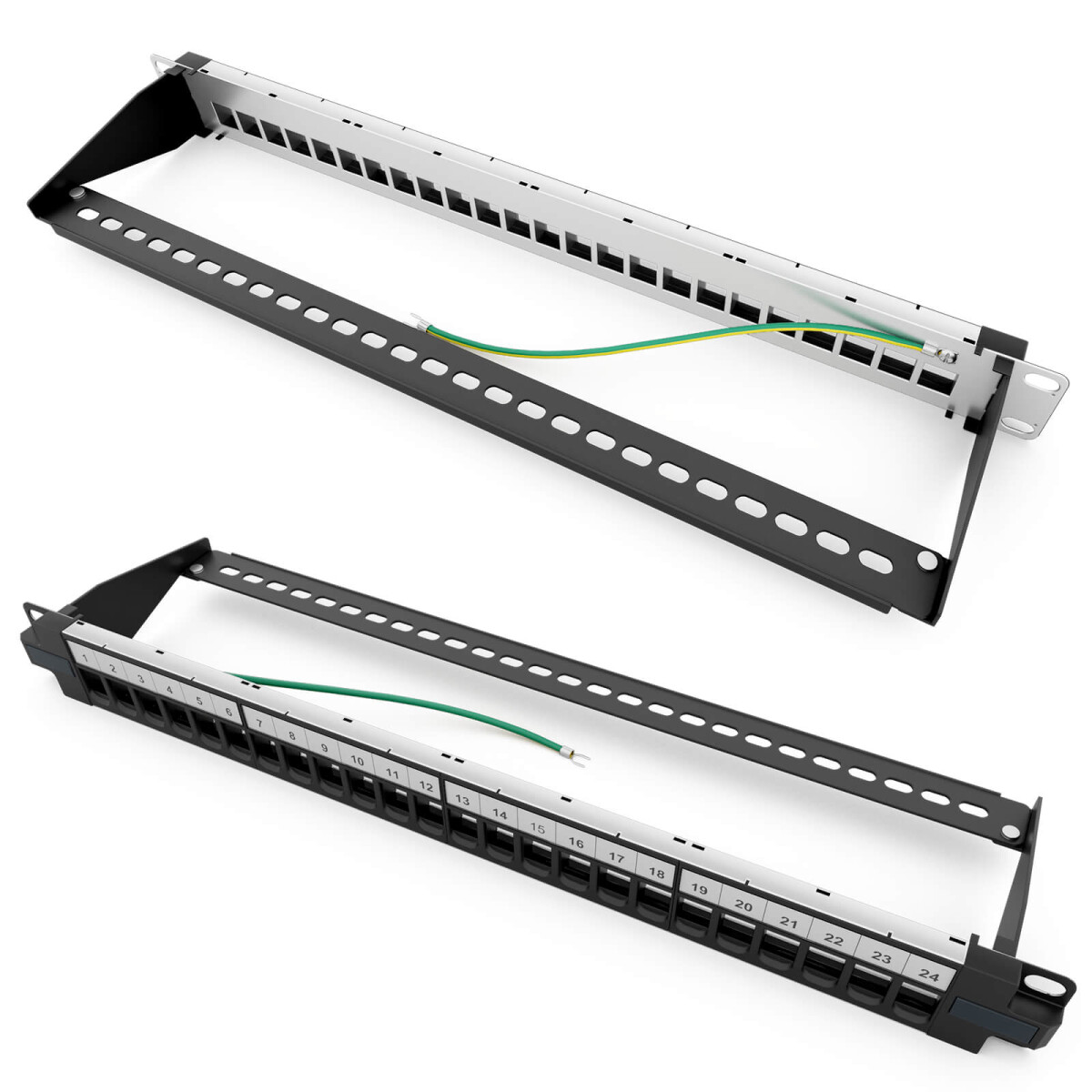 19" Patchpanel 24-Port mit Cat.7 RJ45 Keystone Module | hb-digital.de ...