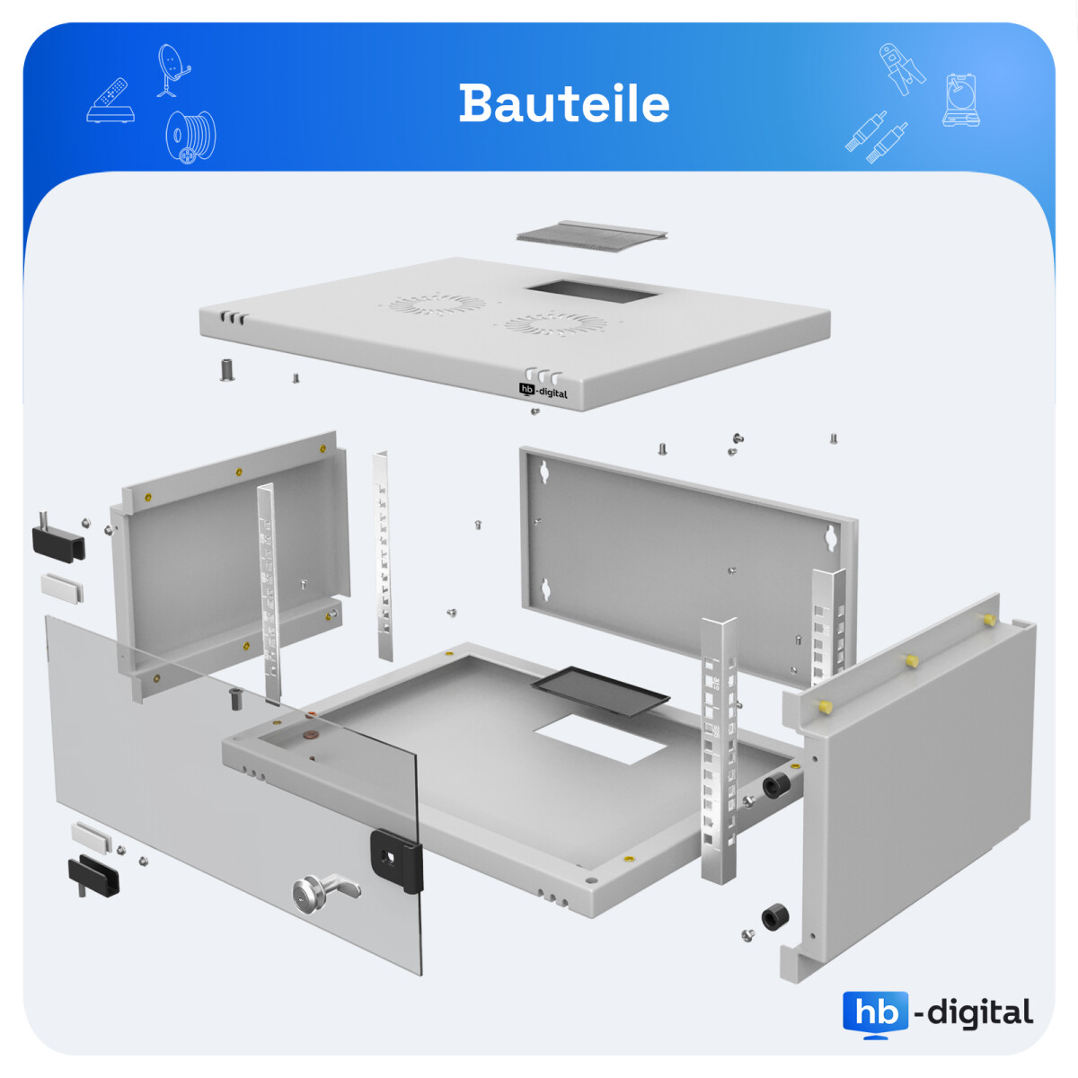 19" Netzwerkschrank 4HE für Wandmontage - Sicher und Kompakt, 64,90