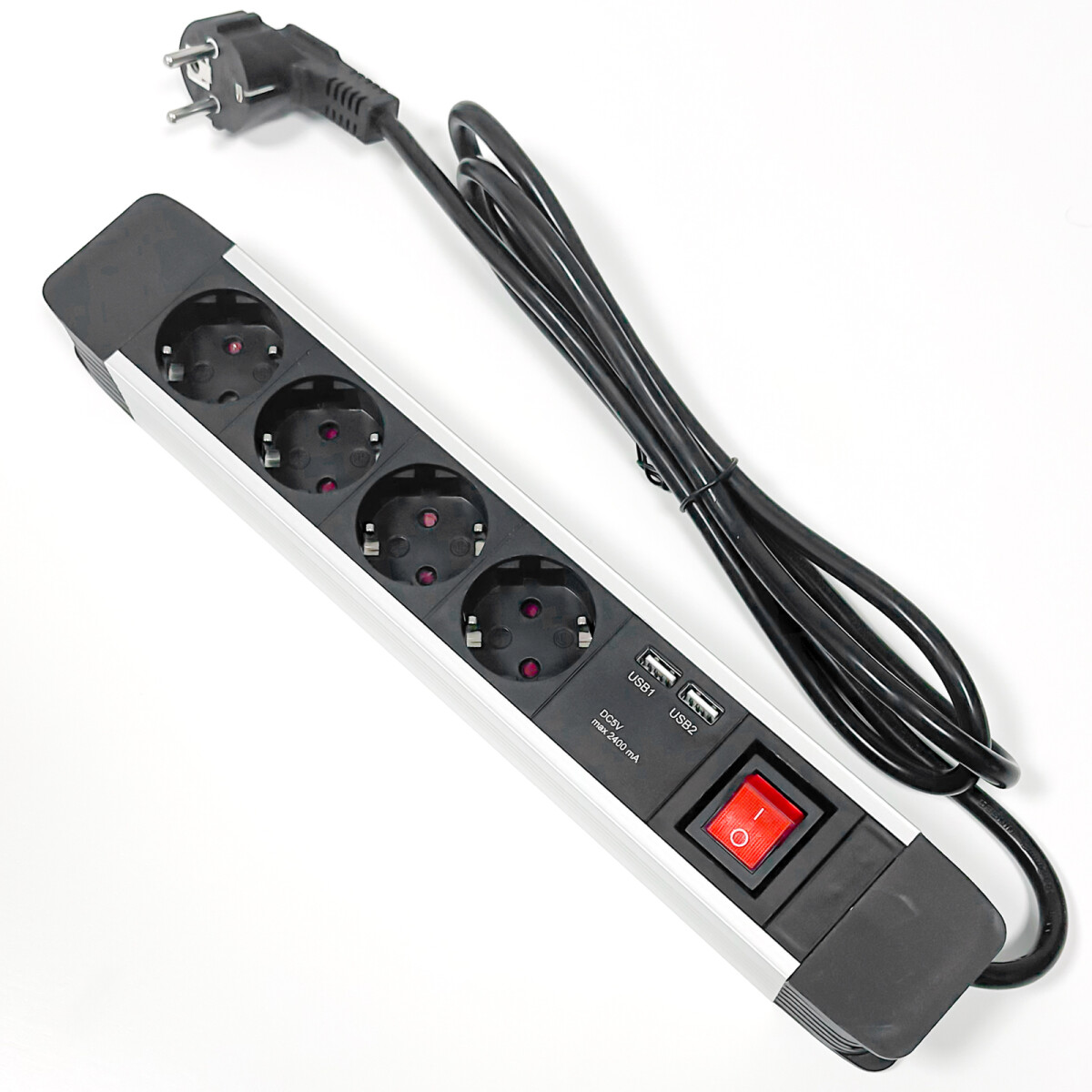 Steckdosenleiste 4-fach mit Schalter und USB - 1,5m, 18,99