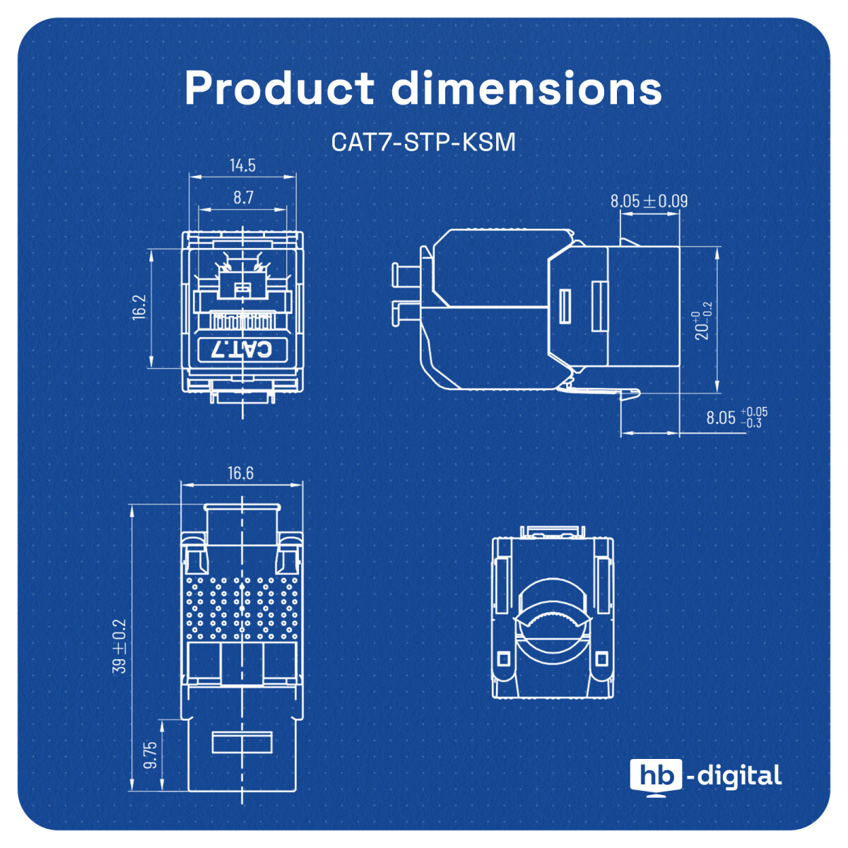 SET 4x RJ45 Keystone Modul Cat7 | hb-digital.de, 15,90
