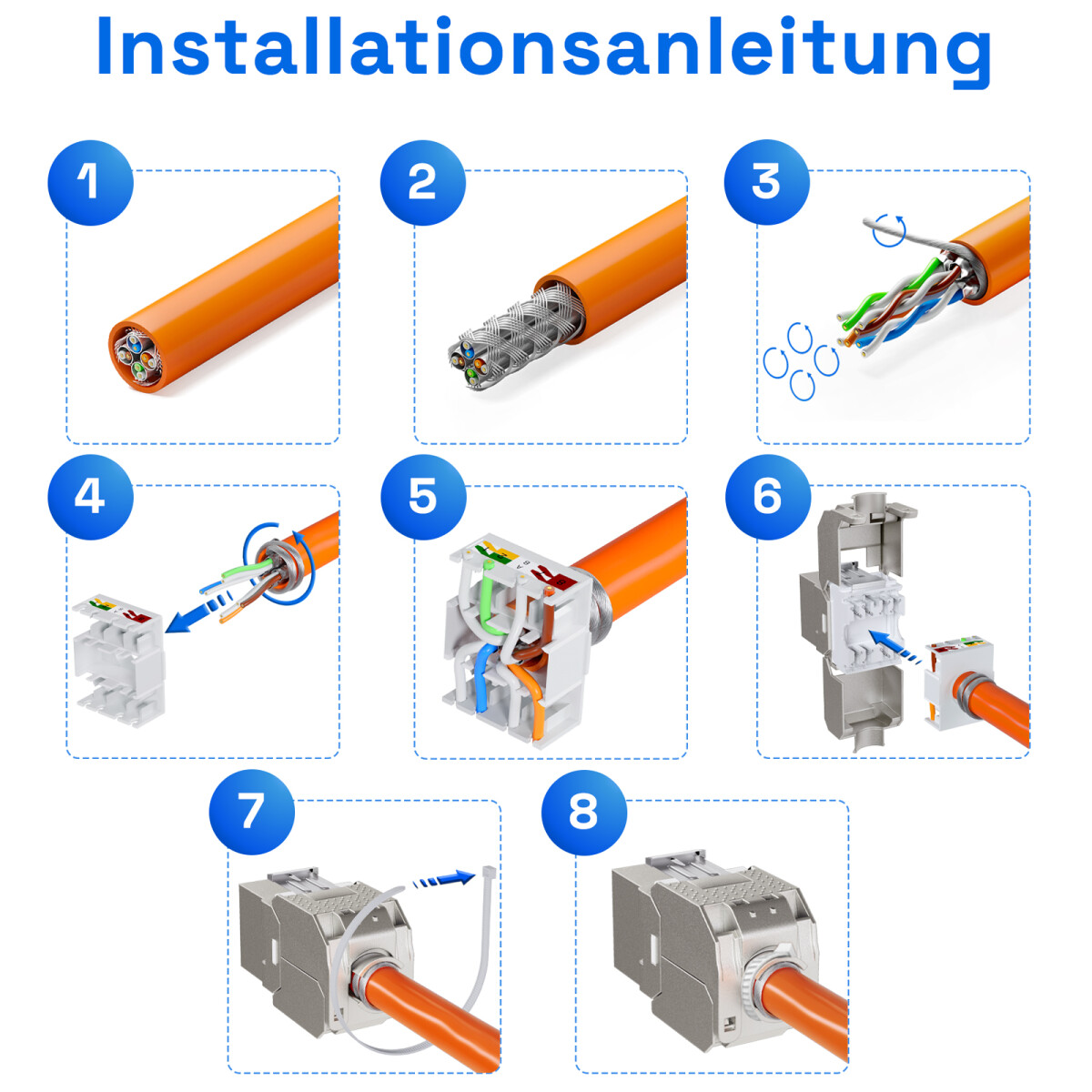SET 8x RJ45 Keystone Modul Cat7 | hb-digital.de, 34,90