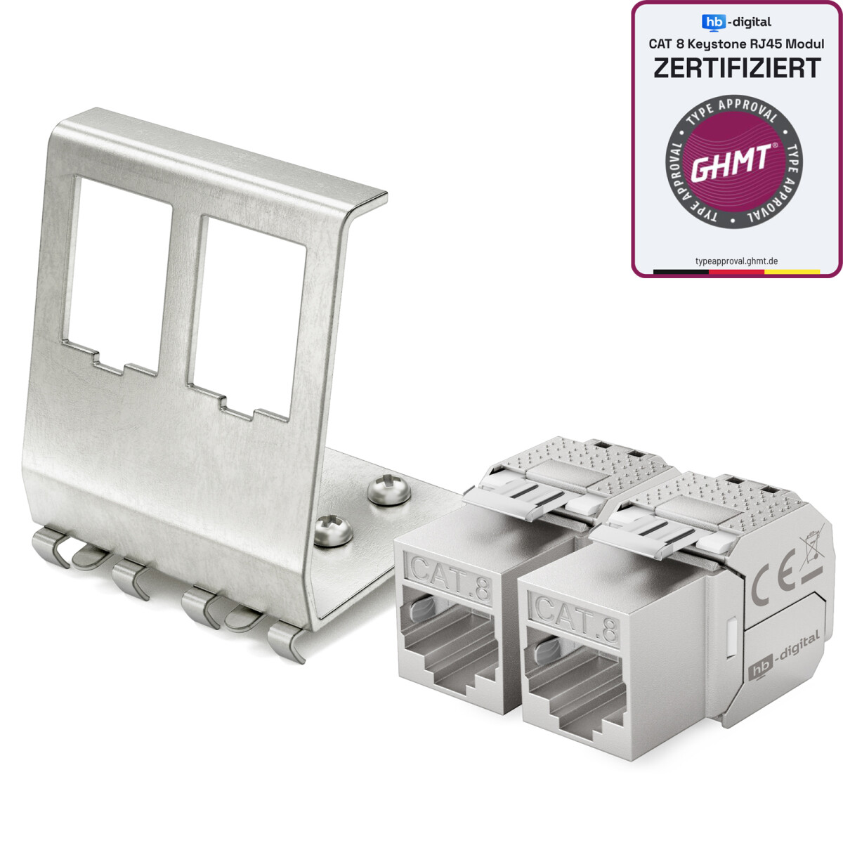 Adaptateur Rail DIN 2-Port avec Module Keystone CAT 8.1 RJ45, 17,49