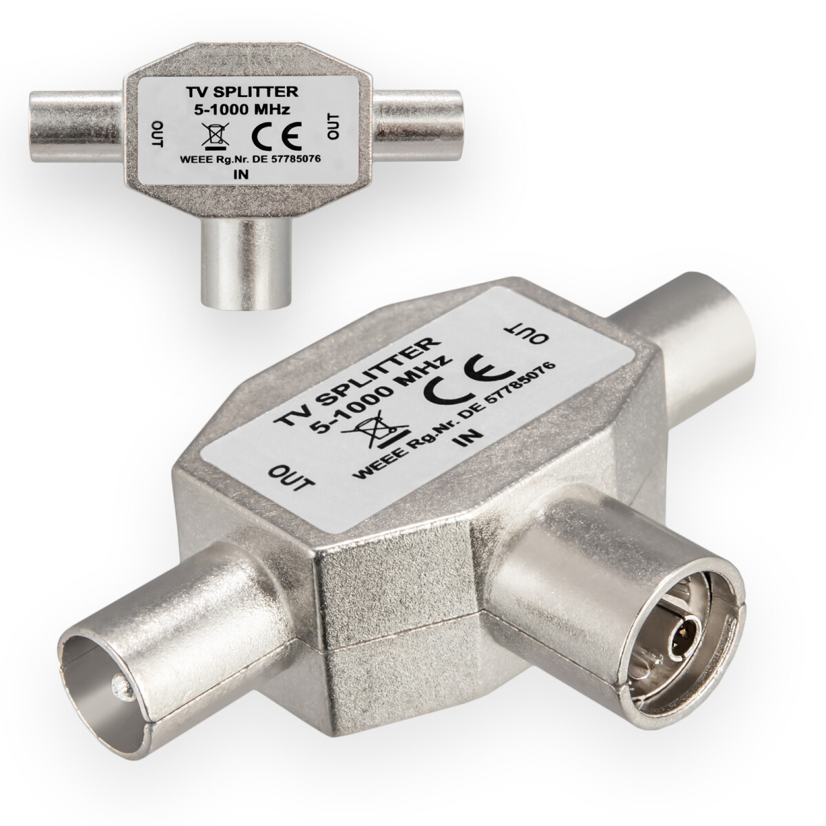 TV Splitter T Verteiler 2xStecker und 1xKupplung, 2,90