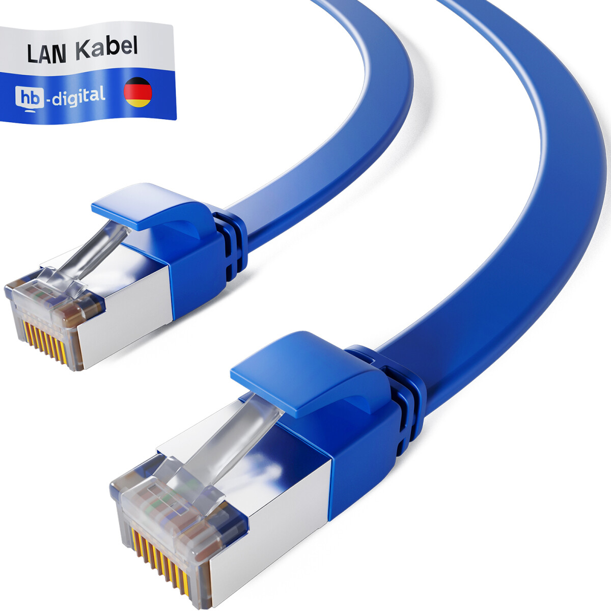 Câble Ethernet Cat 7 cable rj45 plat U/FTP PVC 0,25m bleu, 1,90