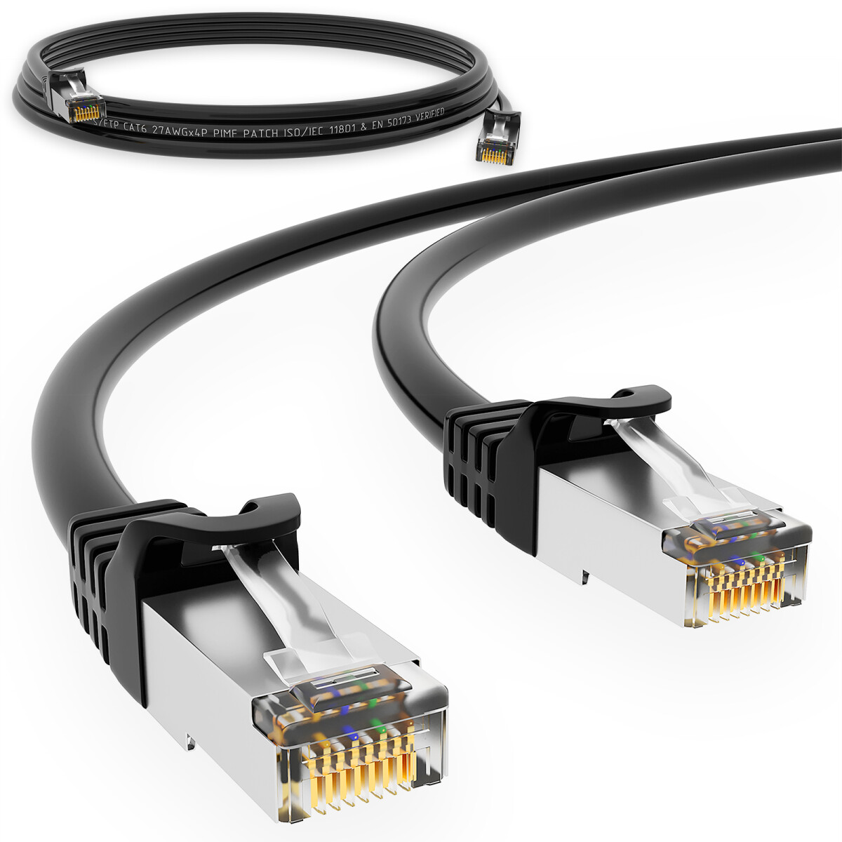 2m LAN cable patch cable cat6 250MHz S FTP pvc black, 2,79