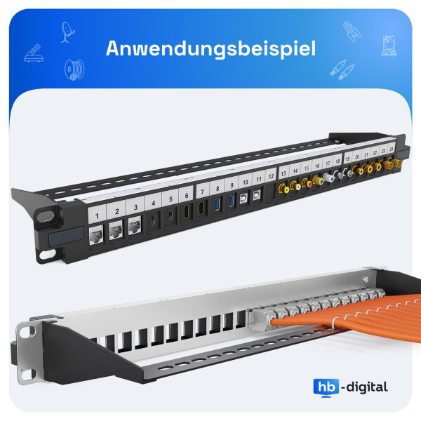 Patchfeld 19 zoll 24-Port für Keystone Module | hb-digital.de, 14,90